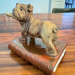 Accents | Vintage Bulldog Smoking Cigar Dog Sculpture Ceramic Figurine ...
